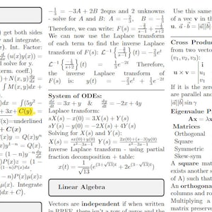 PDF Advanced Math Reference Sheet: Differential Equations, Linear Algebra, Laplace Transforms ...