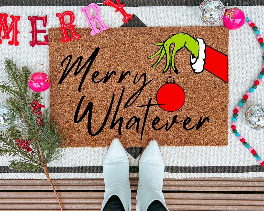 Merry Whatever Grinch Welcome Matchristmas Rugholiday - Etsy