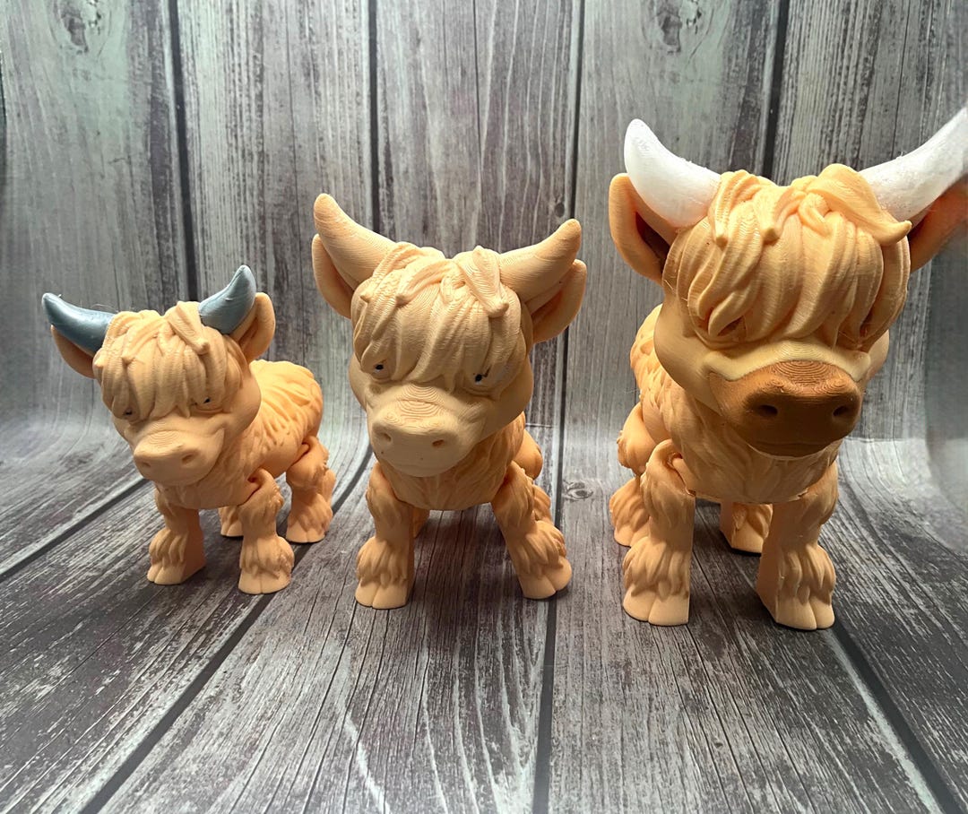 3-D Printed Flex, Highland Cows. 3D Printed Articulating Highland Cow ...