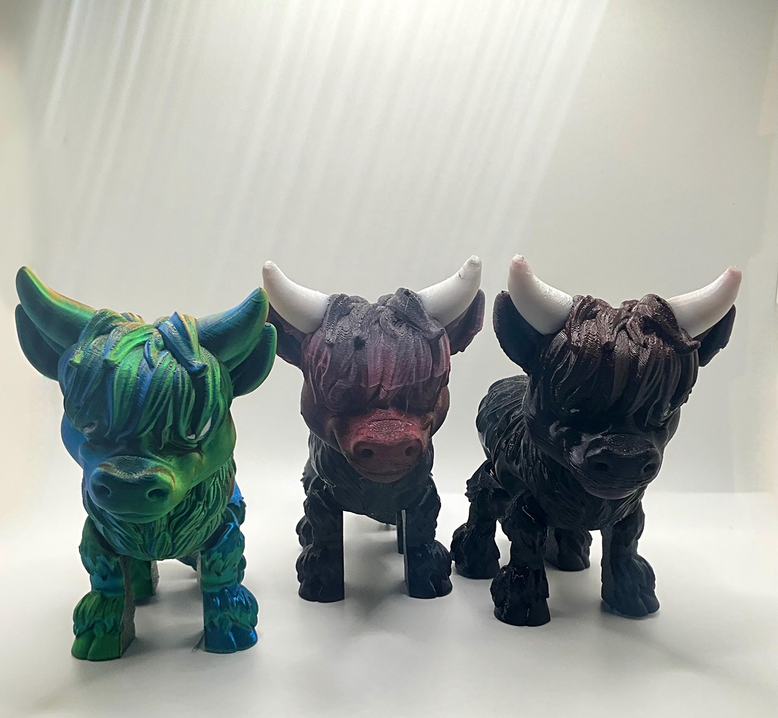 3-D Printed Flex, Highland Cows. 3D Printed Articulating Highland Cow ...