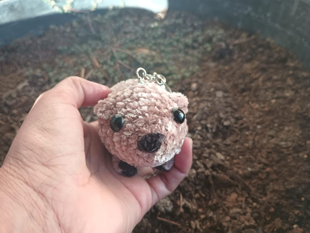 Handmade Crochet Hyrax Keychain With Sound, Chenille Yarn - Etsy