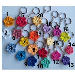 Crochet Flower Keychain, Multicolor Cotton Thread, Handmade - Etsy