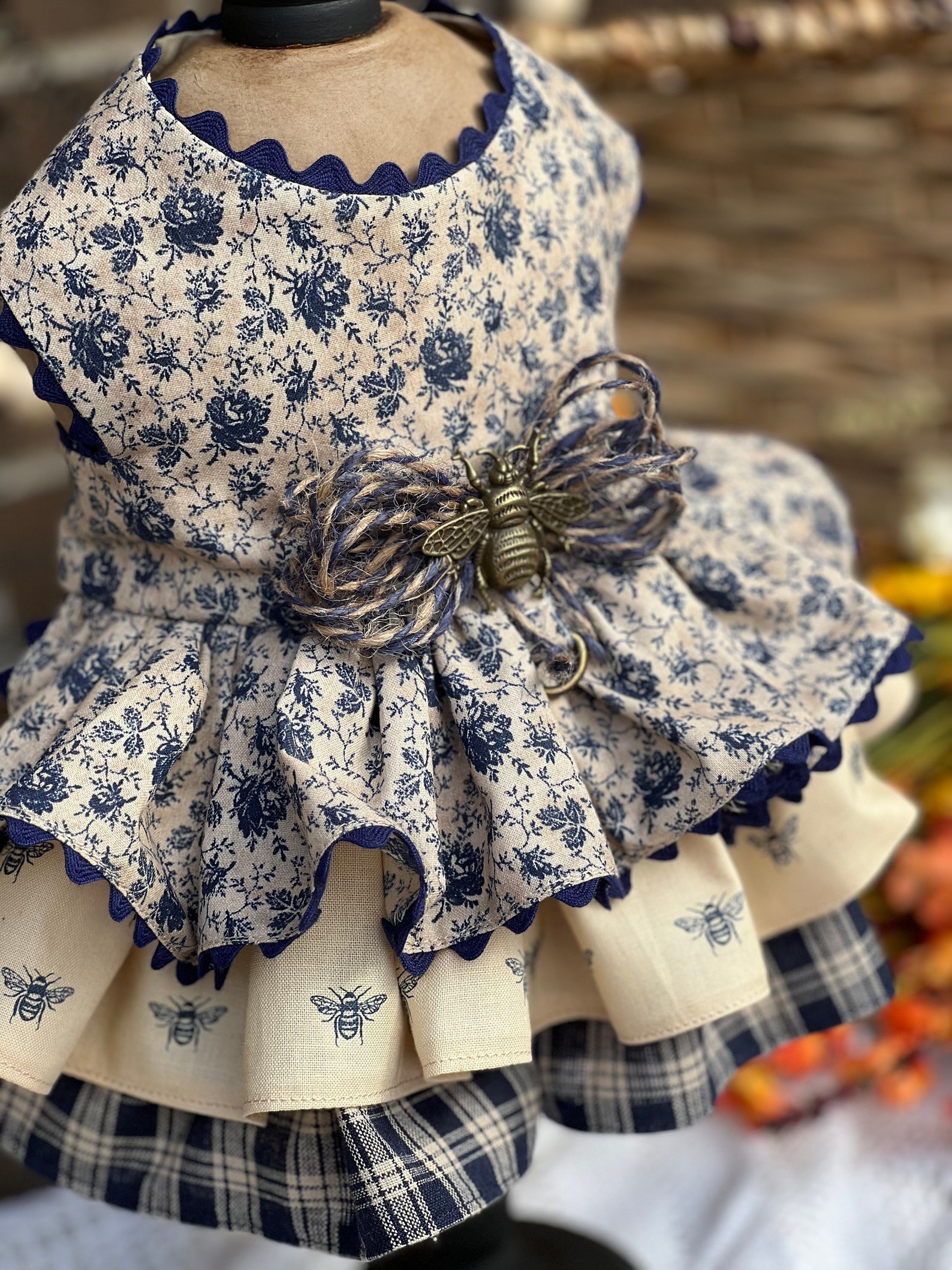 Navy Bees Ruffled Dress - Etsy