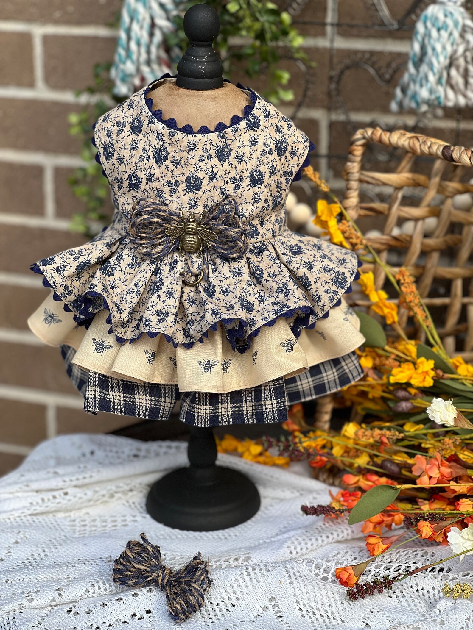 Navy Bees Ruffled Dress - Etsy