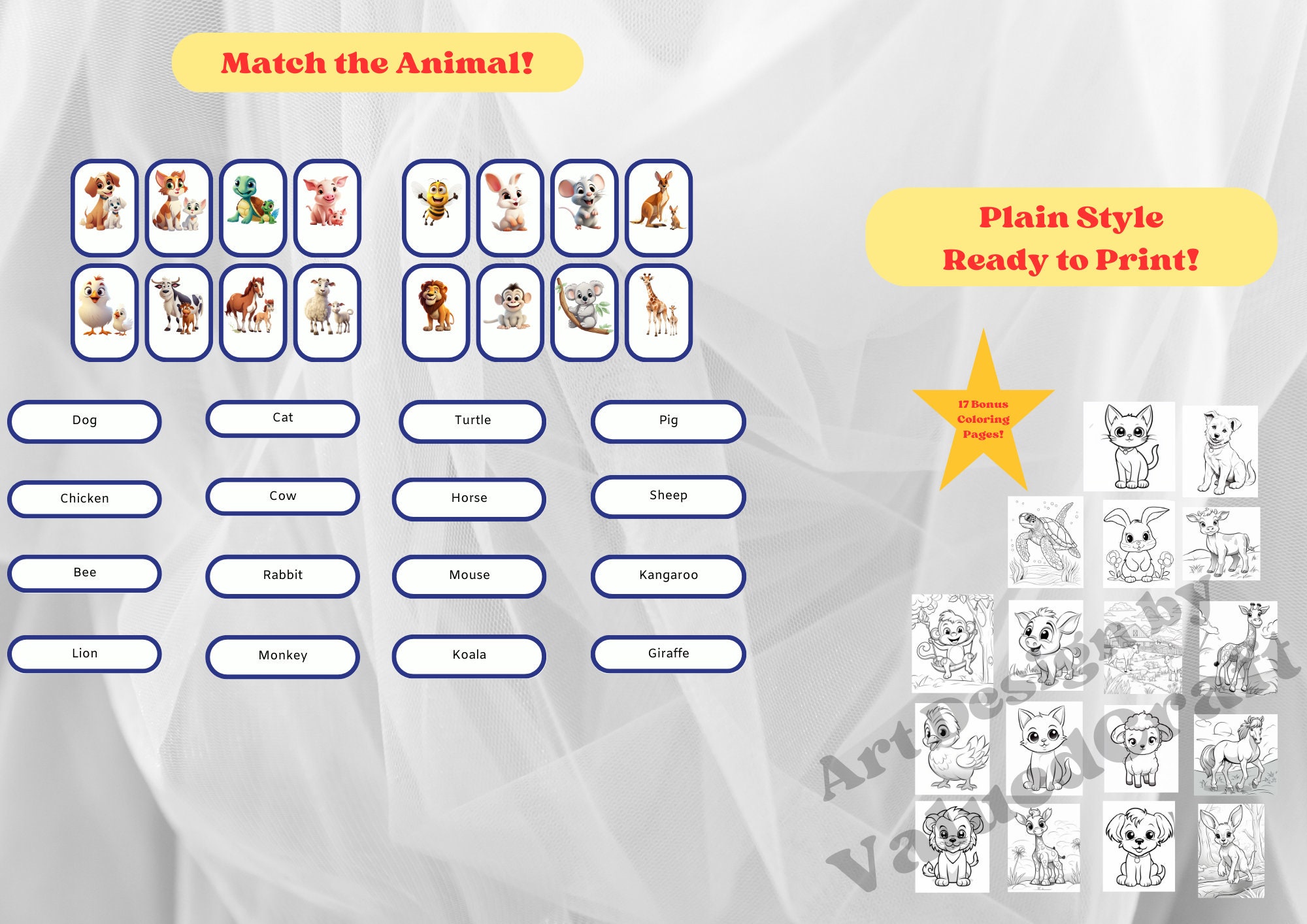 Printable Animal Flashcards, Instant Download PDF, Fun Color Design ...