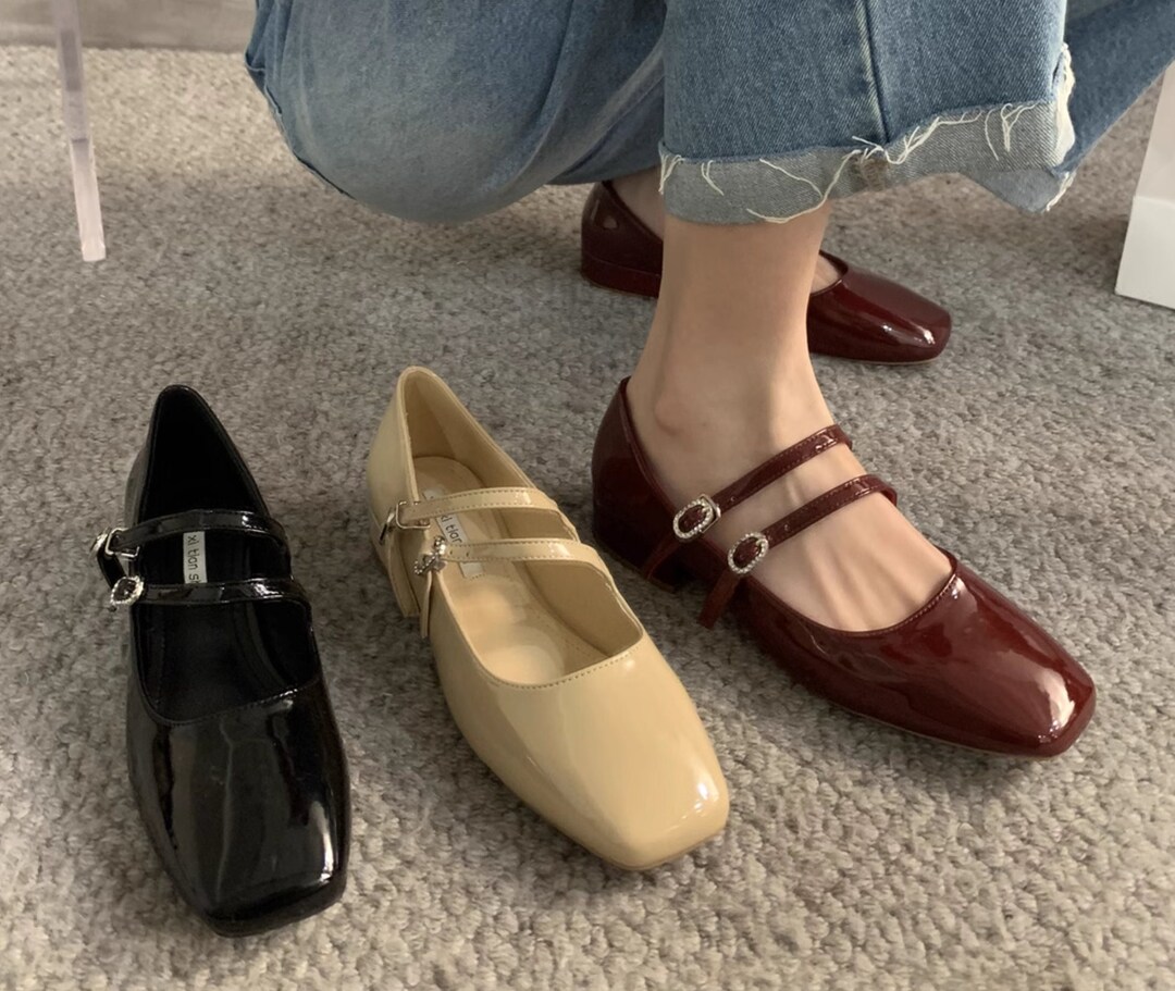 Classic Red Mary Jane Double Strap Mary Jane Solid Color - Etsy UK