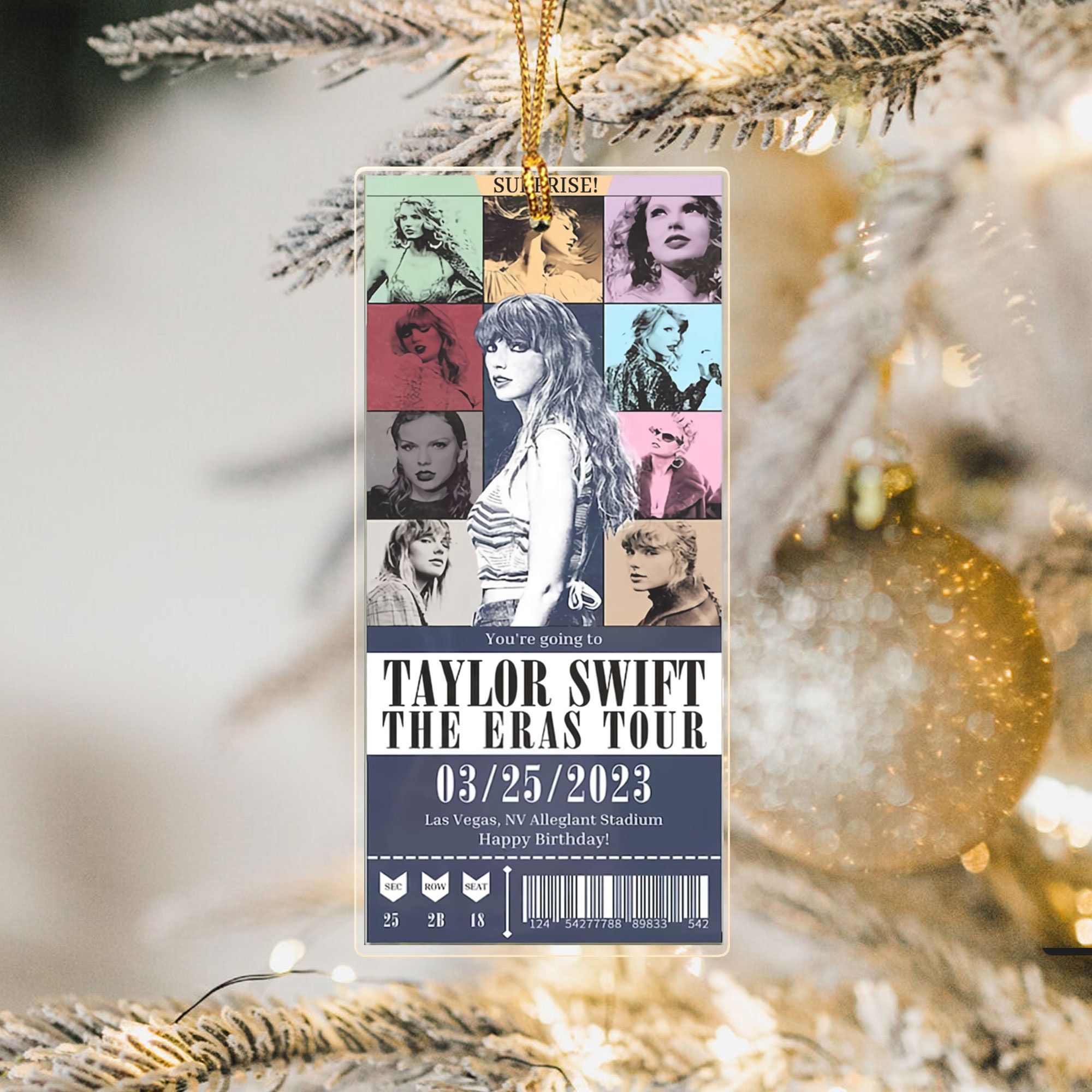 Custom Eras Tour Ticket Ornament, Personalized 2Sides Ornament, Taylor ...