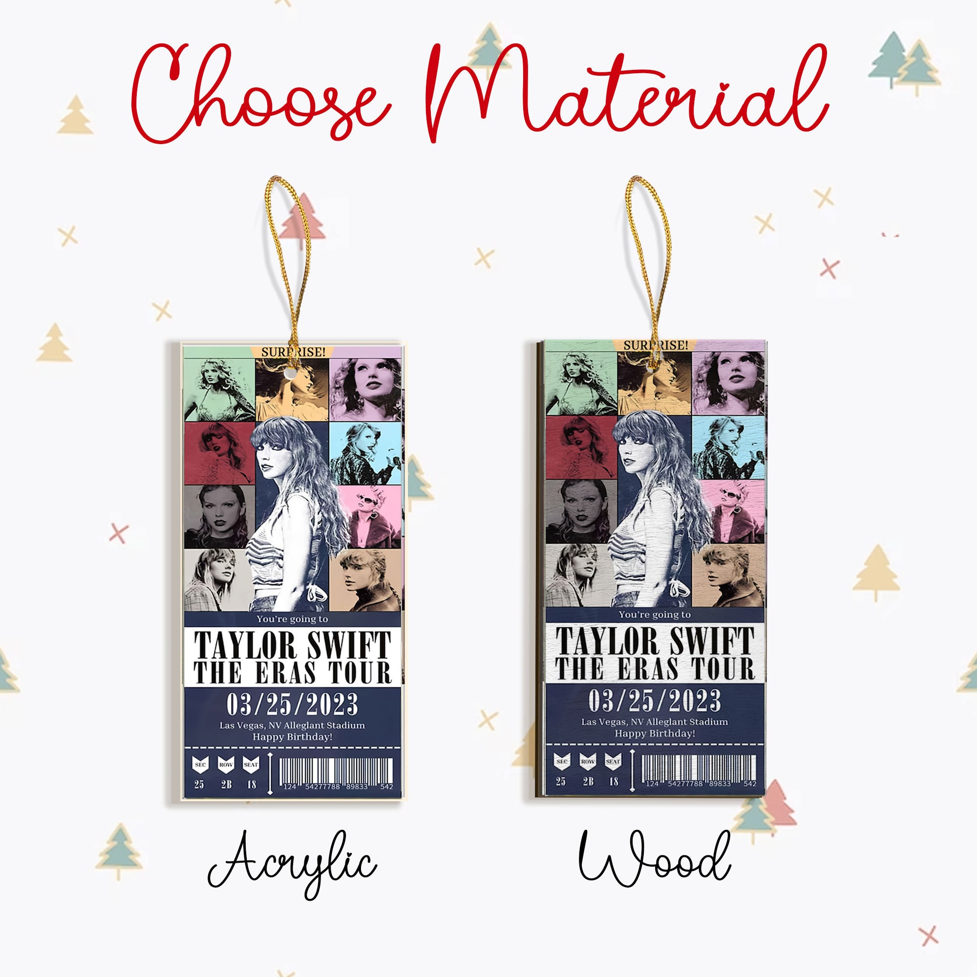 Custom Eras Tour Ticket Ornament, Personalized 2Sides Ornament, Taylor ...