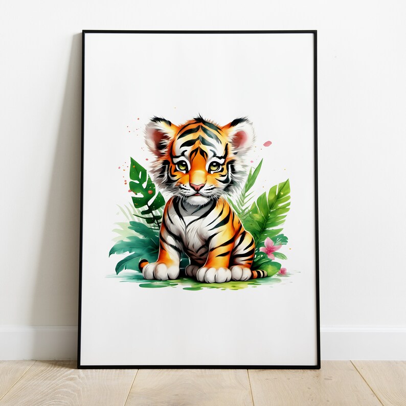 Set of 3 Digital Posters - Jungle Animals - Leopard Tiger Snake - Baby ...