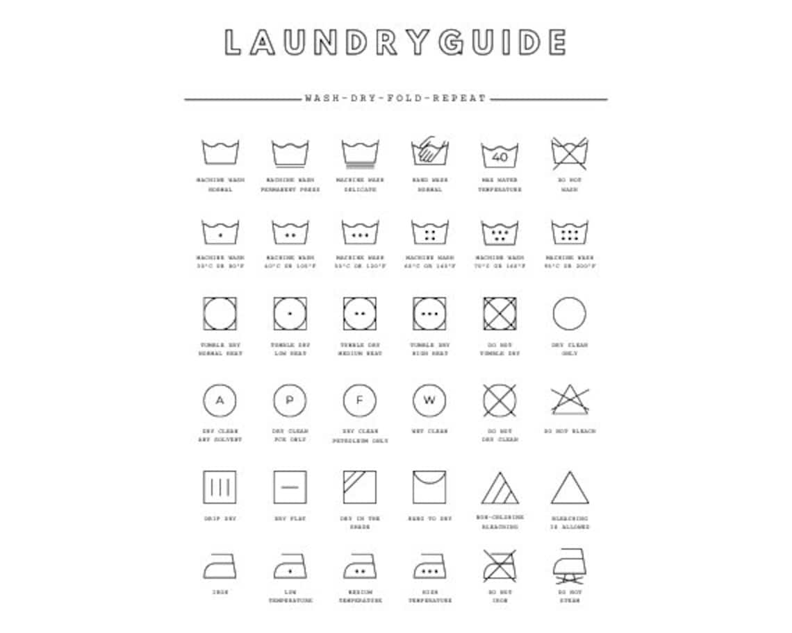 Laundry Guide, Laundry Cheat Sheet, Laundry Symbols Printable, Bathroom ...