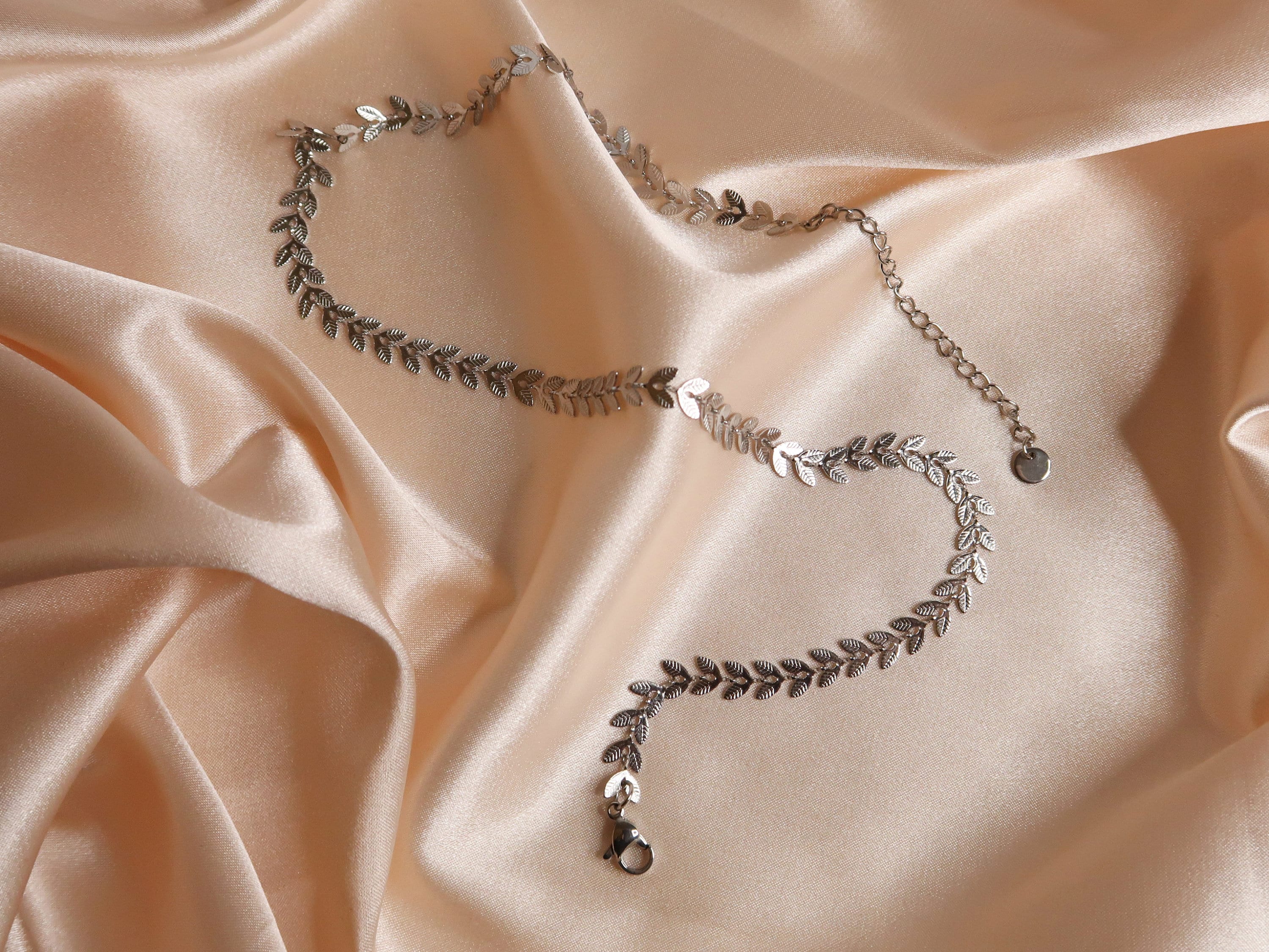 LIVIA Collar de Hojas en Oro y Plata Acero inoxidable de alta calidad Corona de laurel Diosa ...