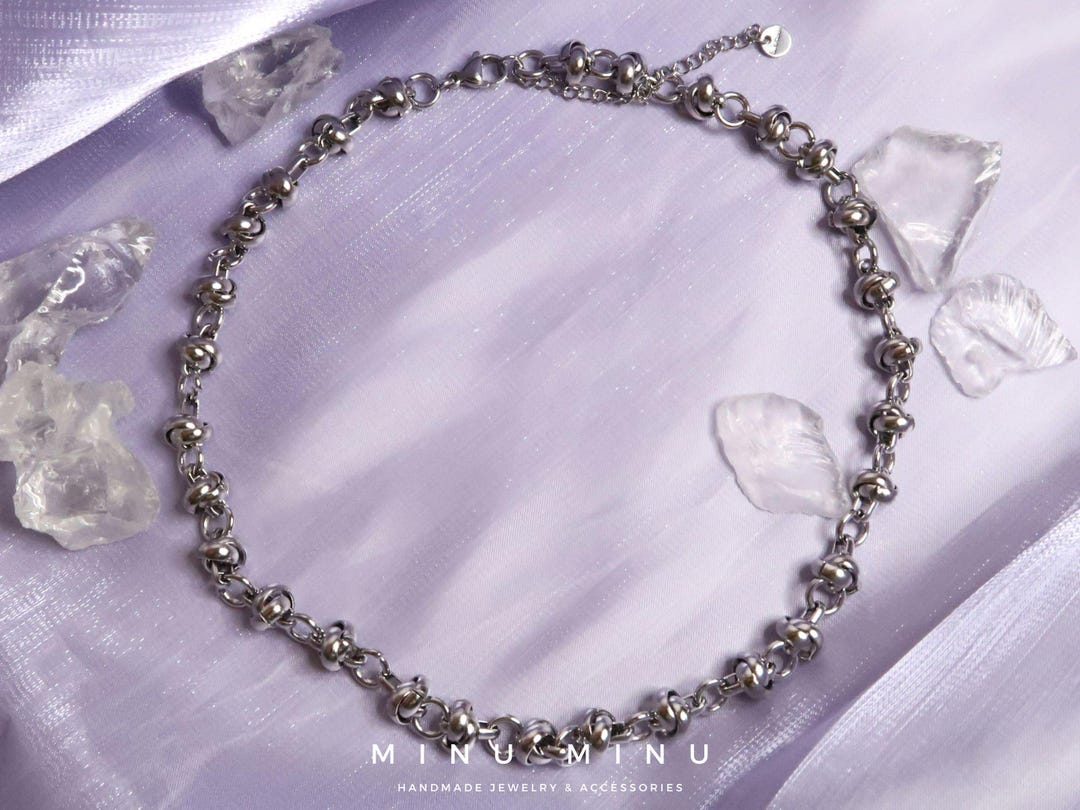 SONJI Edgy Chunky Choker Silver Stainless Steel Necklace Eboy Egirl ...