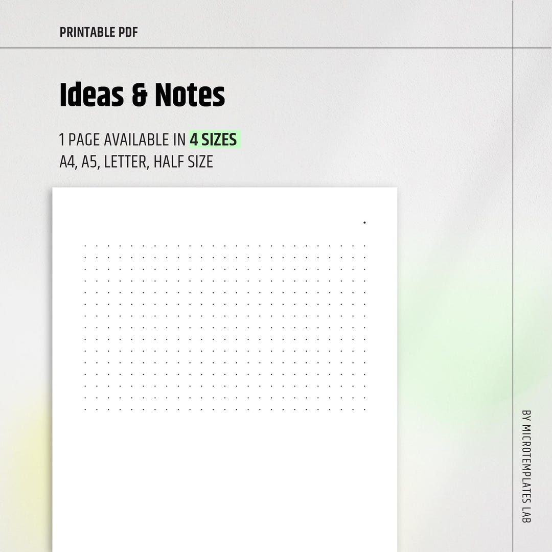 Ideas & Notes Template: A4, A5, Letter Sizes (PDF Download) | 006 - Etsy