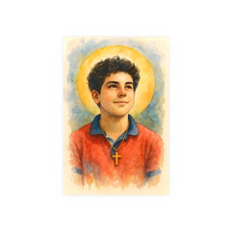 Poster St Carlo Acutis Watercolor Style Religious Wall Art Catholic ...