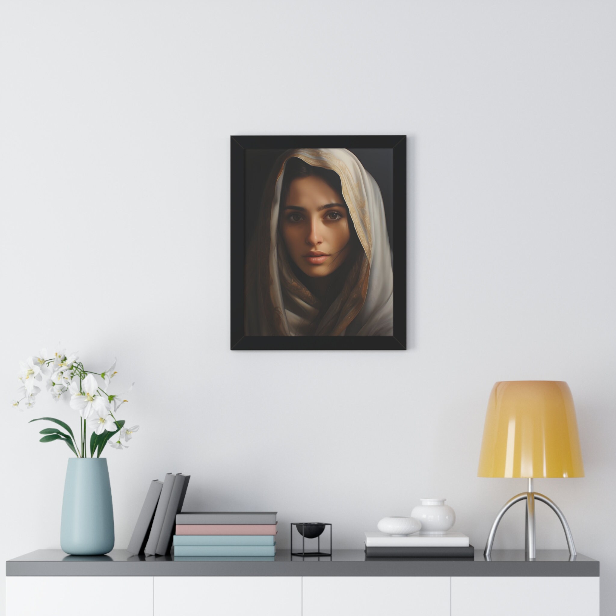 Blessed Virgin Mary Wall Art Poster Framed Mother Mary Art - Etsy