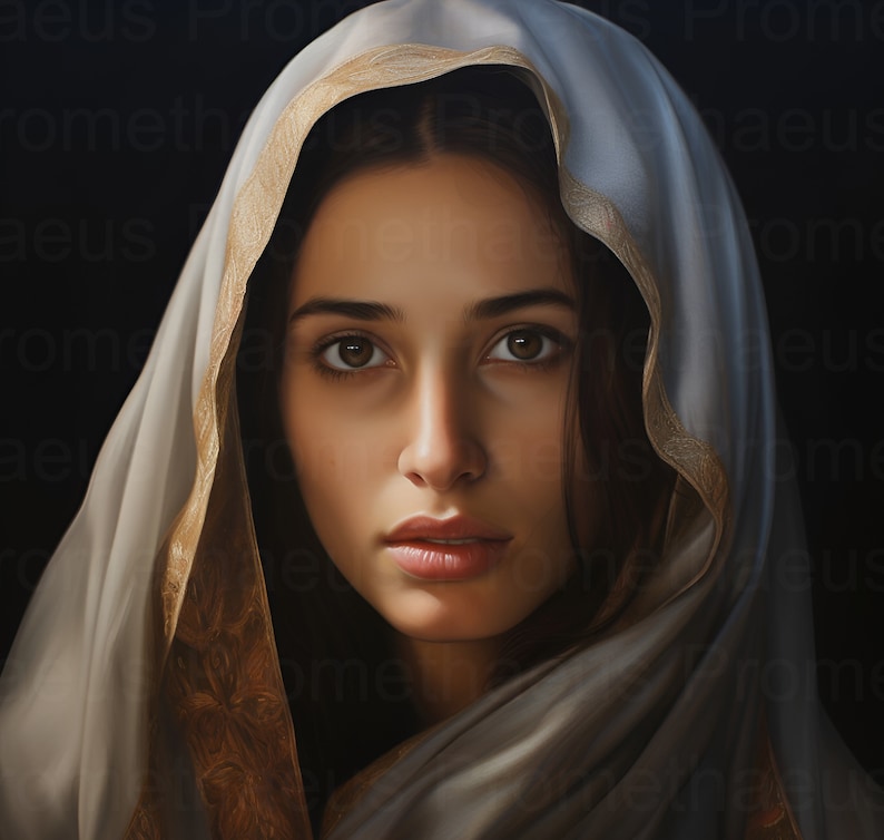 Blessed Virgin Mary Portrait Art Digital Download, Mother Mary Digital ...