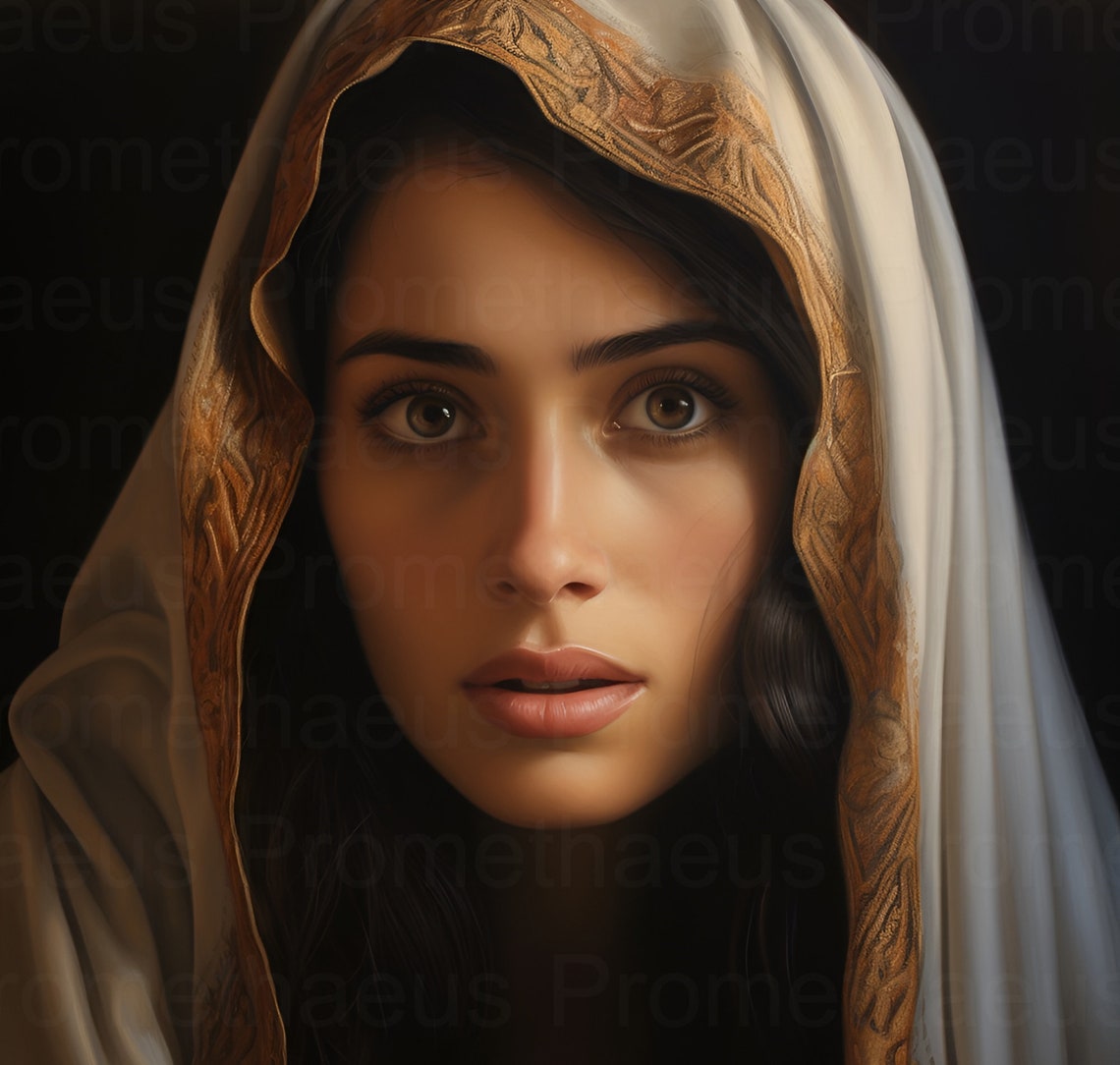 Blessed Virgin Mary Portrait Art Digital Download, Mother Mary Digital ...