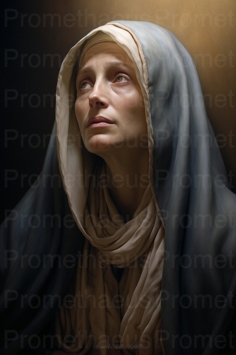 Blessed Virgin Mary Portrait Art Digital Download, Mother Mary Digital ...