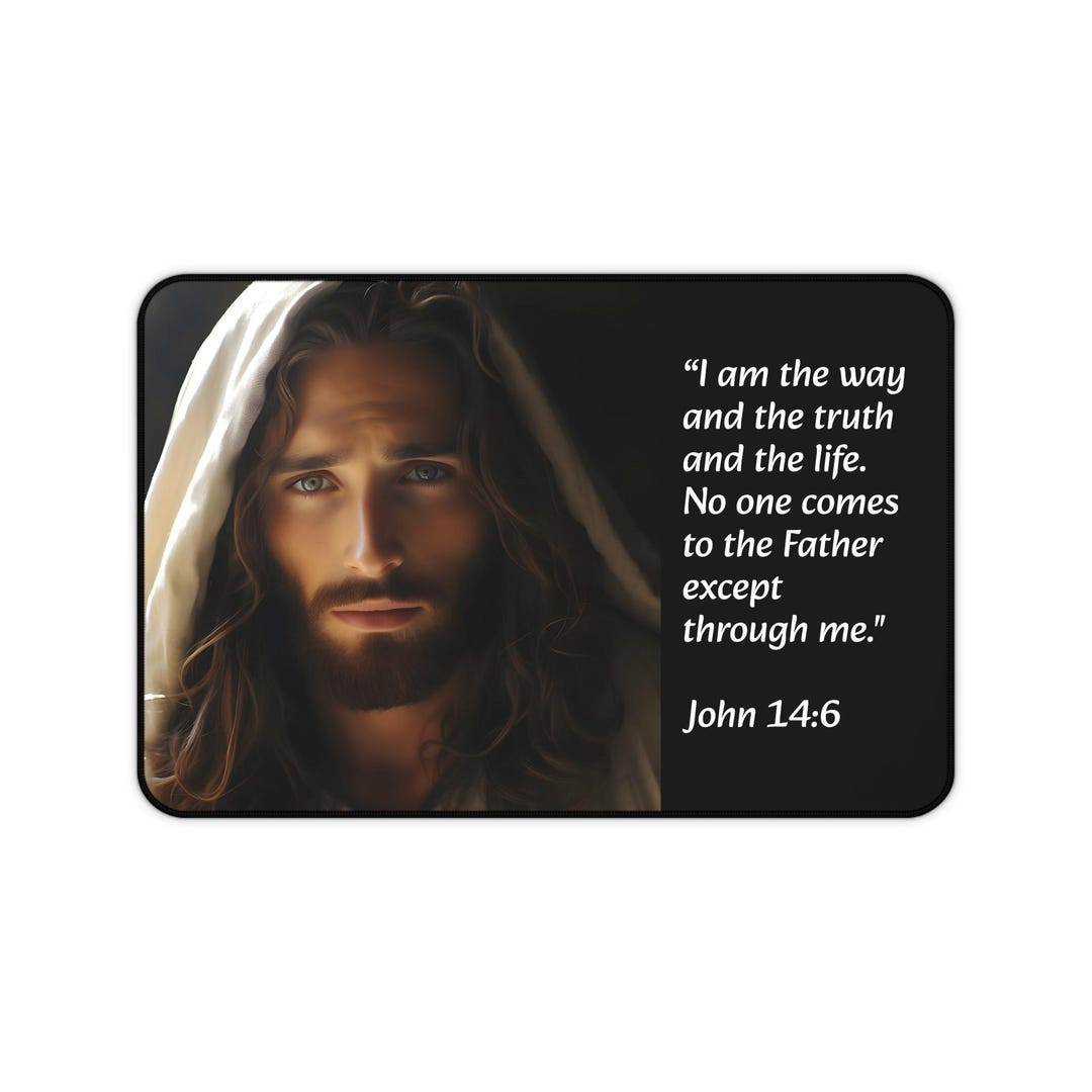 Christian Desk Mat With Jesus Portrait Bible Verse Quote Religious ...