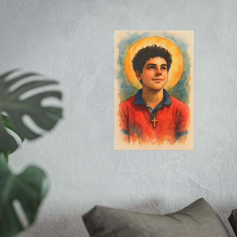 Poster St Carlo Acutis Watercolor Style Religious Wall Art Catholic ...
