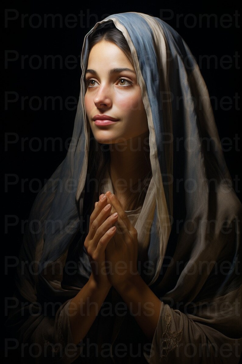 Blessed Virgin Mary Portrait Artwork Digital Download Mother Mary ...