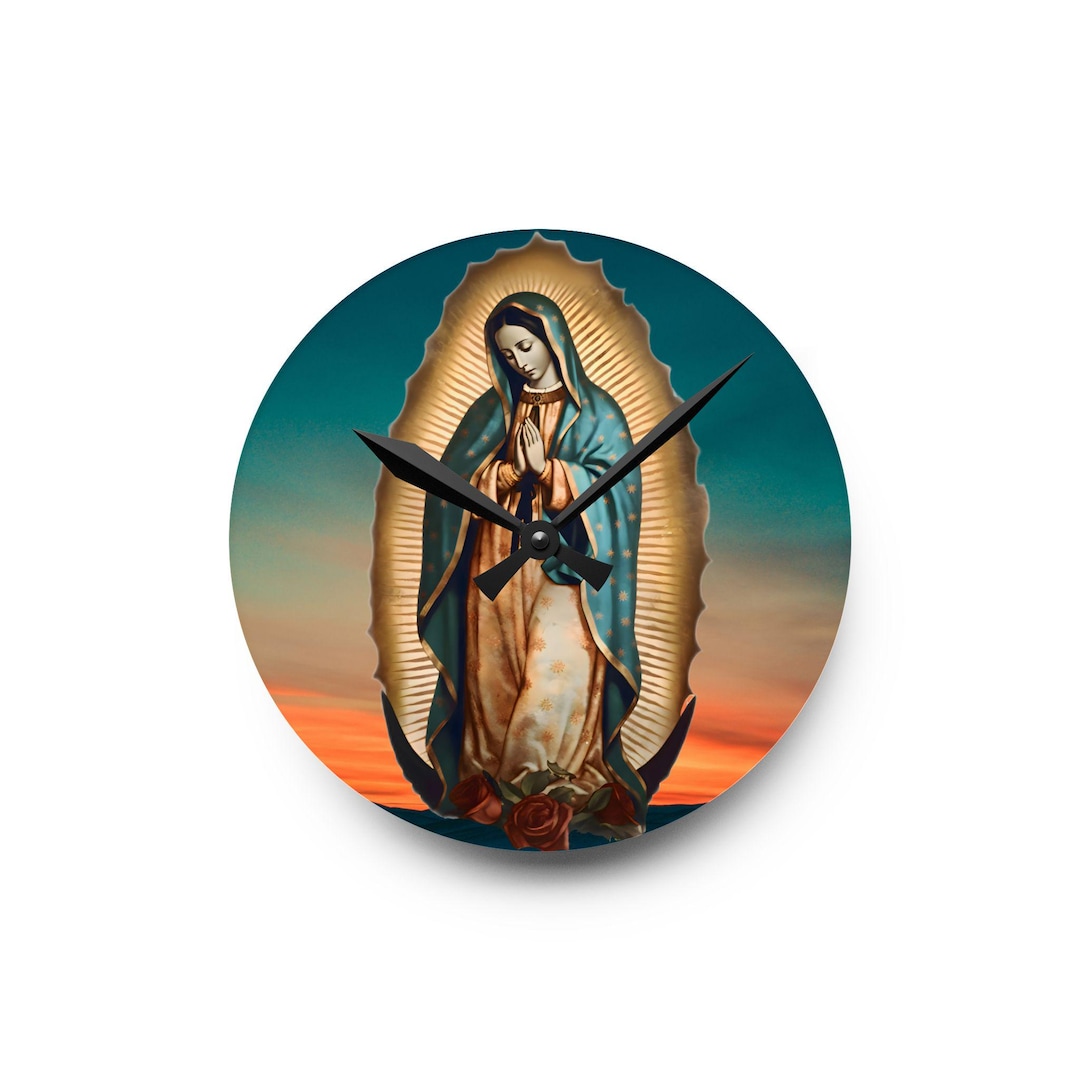 Virgin Mary Clock Our Lady of Guadalupe Acrylic Wall Clock Christian ...