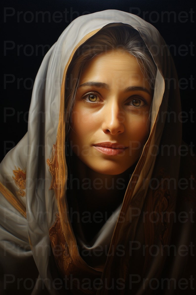 Blessed Virgin Mary Portrait Artwork Digital Download Mother Mary ...
