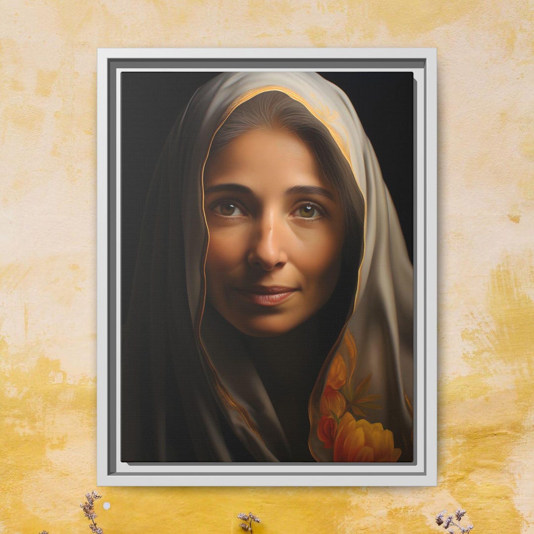 Blessed Virgin Mary Canvas and Frame, Virgin Mary Art Modern Eco ...