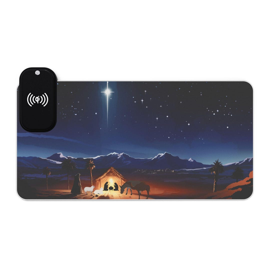 Religious Mouse Pad Nativity Scene Qi Wireless Charging Mat Religious ...