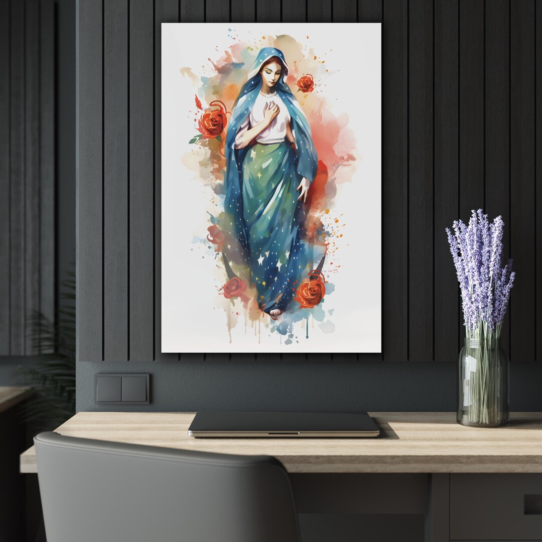 Virgin Mary Watercolor Acrylic Print, Blessed Virgin Mary Acrylic Print ...