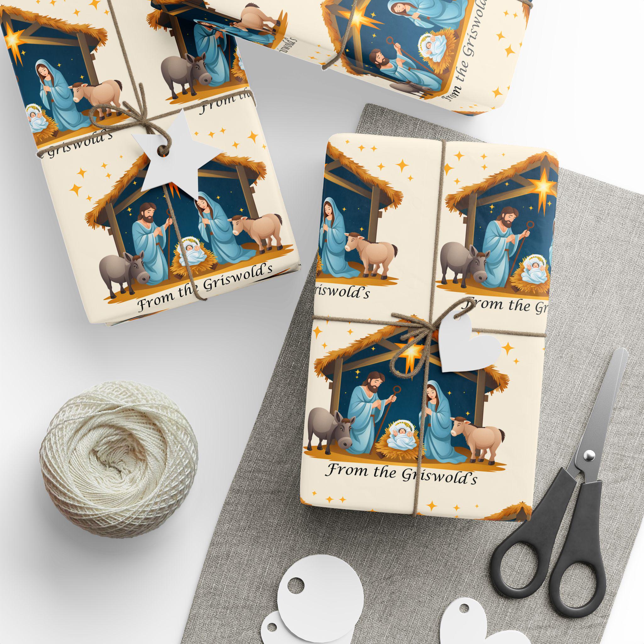 Nativity Gift Wrap, Personalized Christmas Wrapping Paper, Nativity ...