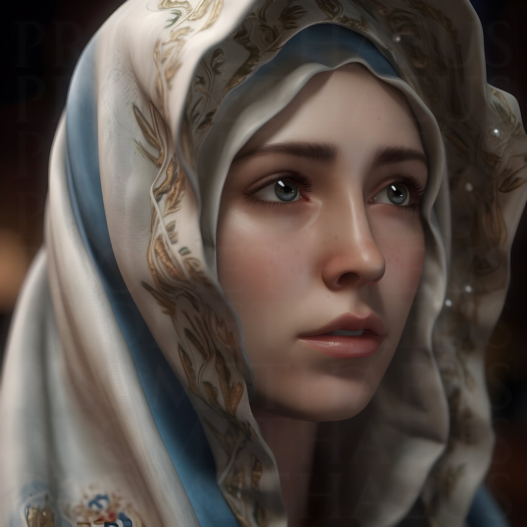 Blessed Virgin Mary Portrait Artwork Digital Download Mother Mary ...