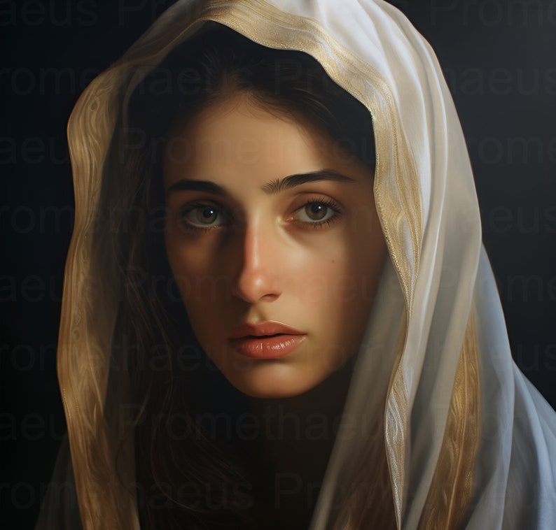 Blessed Virgin Mary Portrait Artwork Digital Download Mother Mary ...