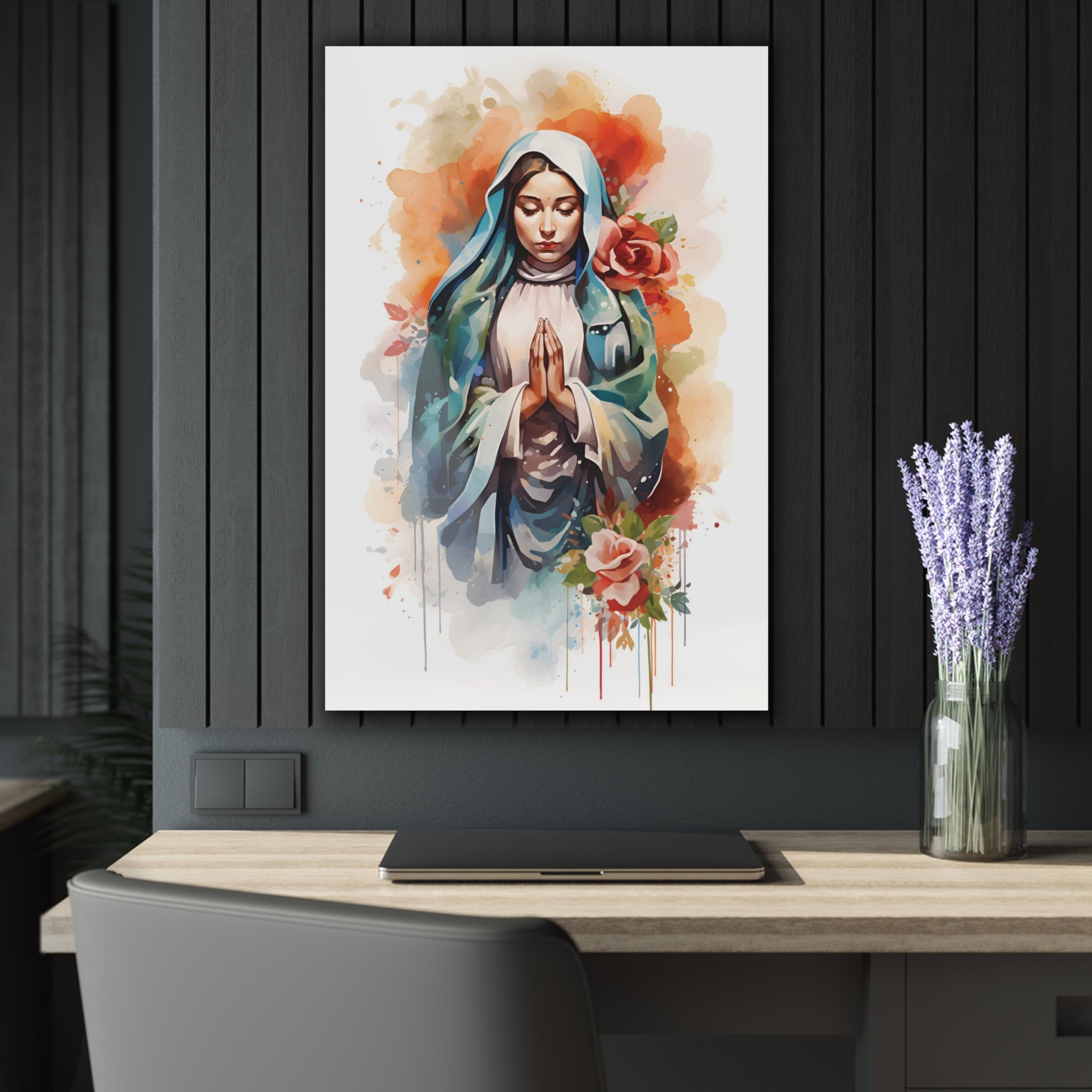 Virgin Mary Watercolor Acrylic Print, Blessed Virgin Mary Acrylic Print ...