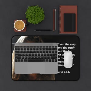 Religious Desk Mat Jesus Christ Portrait Bible Verse Jesus Photo Pad ...