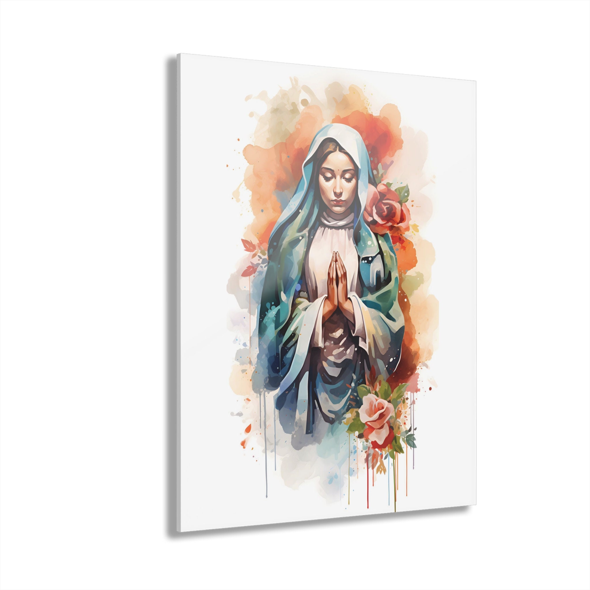 Virgin Mary Watercolor Acrylic Print, Blessed Virgin Mary Acrylic Print ...