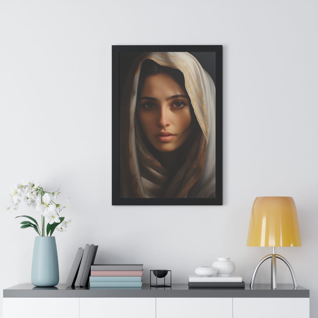 Blessed Virgin Mary Wall Art Poster Framed, Mother Mary Art Poster Wall ...