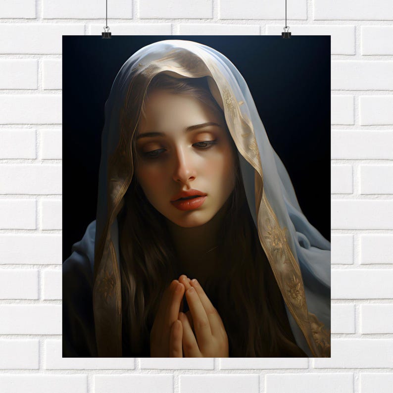 Blessed Virgin Mary Wall Art Poster, Mother Mary Art Poster Wall Decor ...