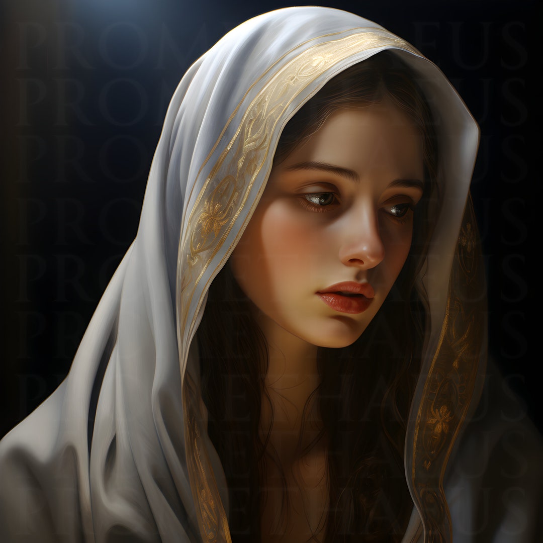 Blessed Virgin Mary Portrait Art Digital Download, Mother Mary Digital ...