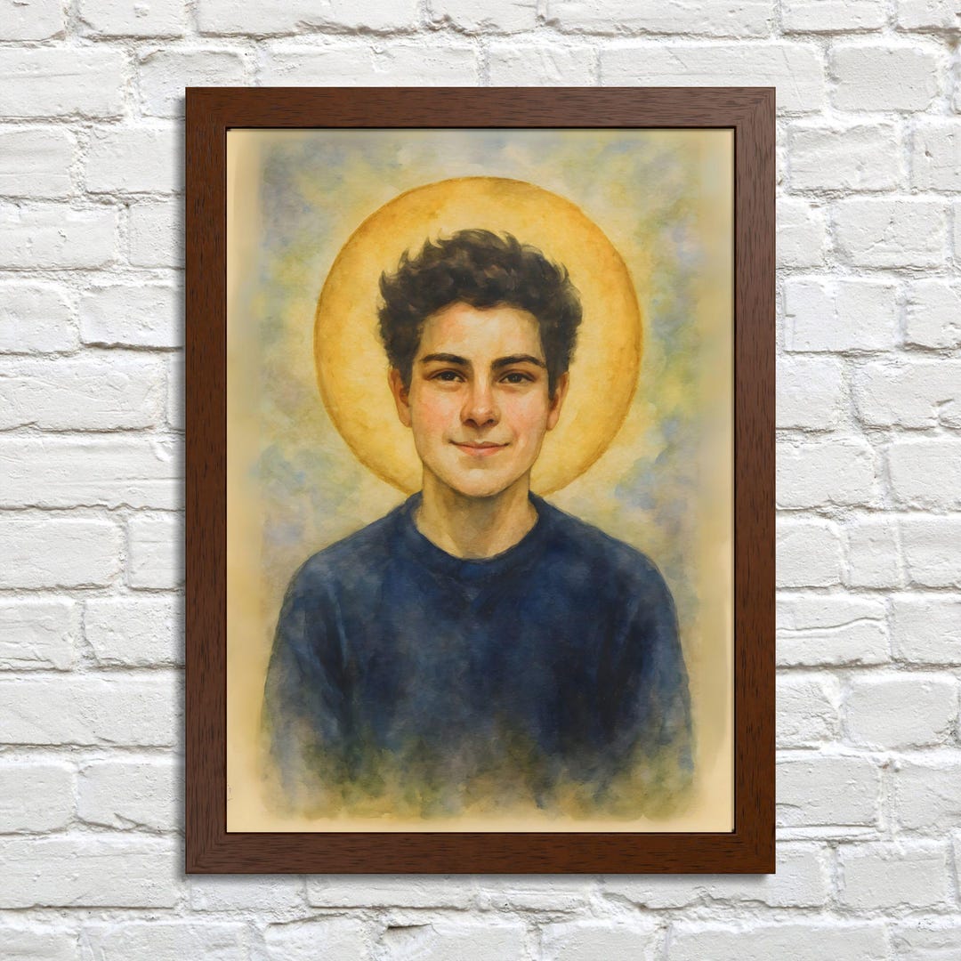 St Carlo Acutis Framed Poster Watercolor Style Religious Wall Art Print ...
