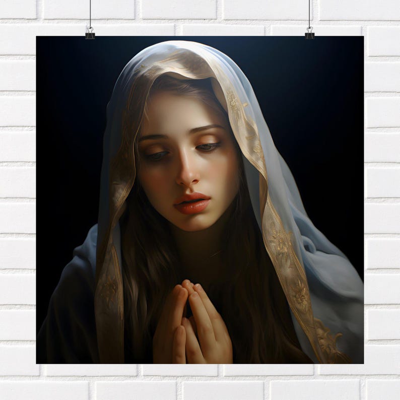 Blessed Virgin Mary Wall Art Poster, Mother Mary Art Poster Wall Decor ...