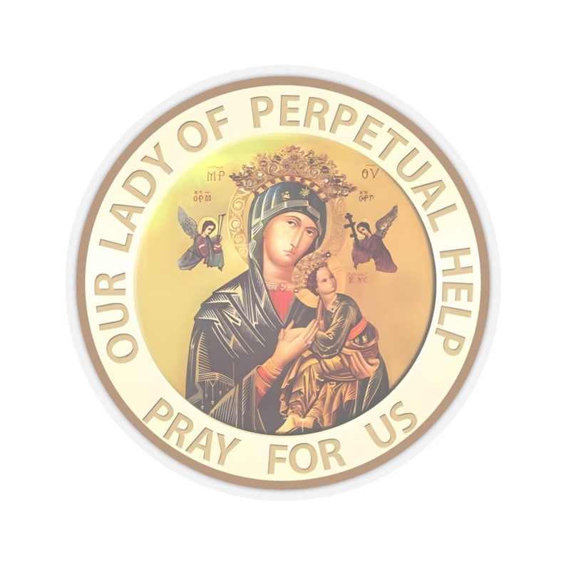 Religious Sticker Catholic Our Lady of Perpetual Help Virgin Mary Medal ...