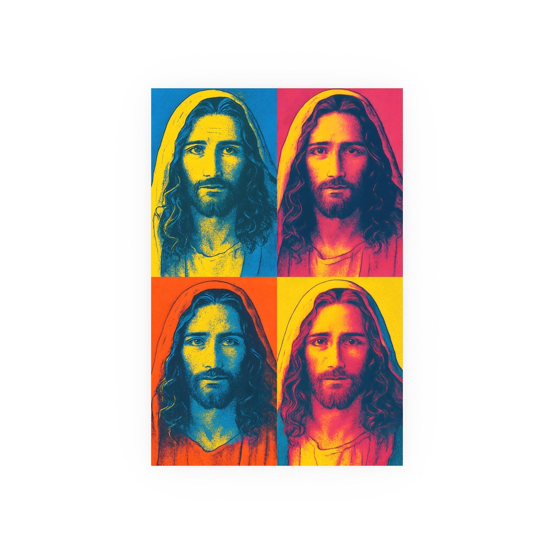 Pop Art Jesus Poster Christ Wall Art 4 Panel Warhol Style Christian ...
