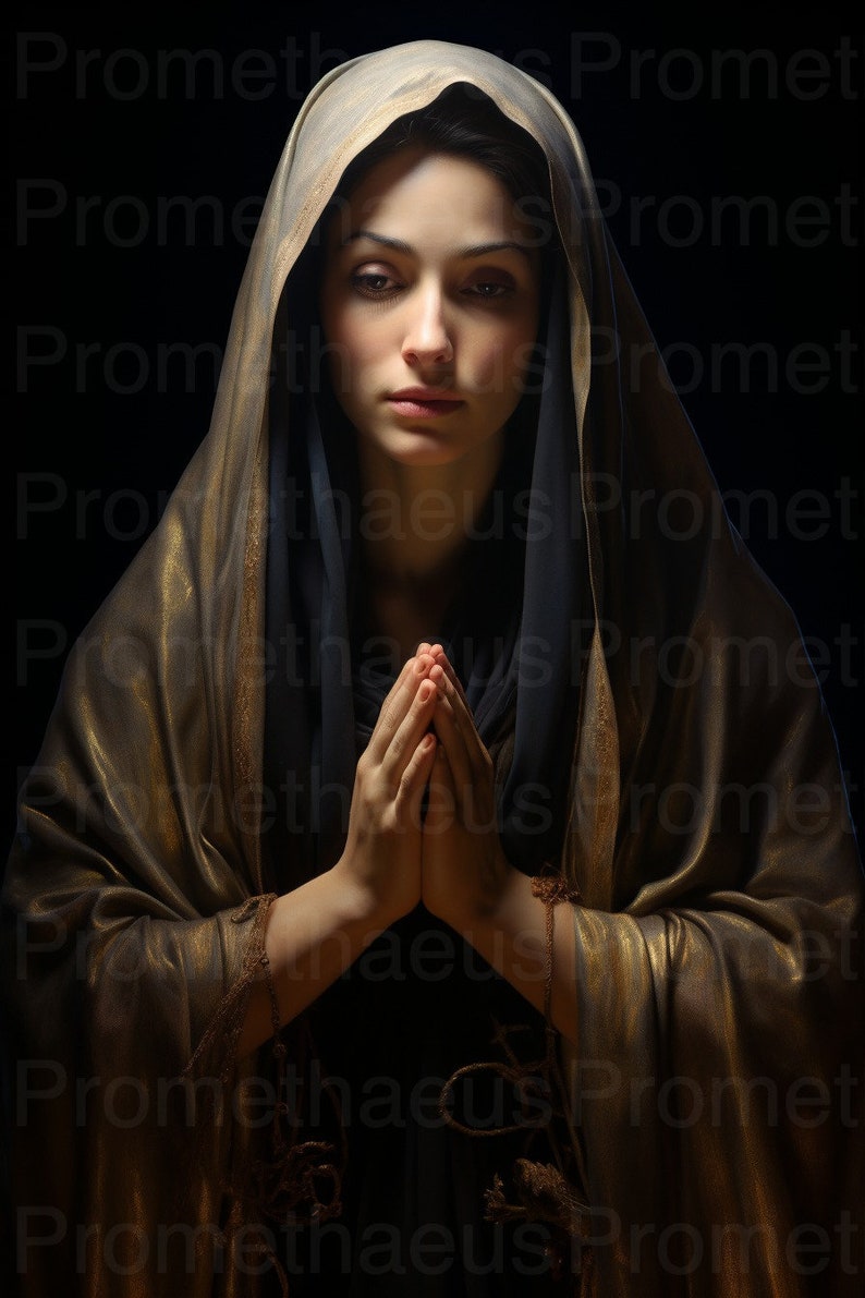 Blessed Virgin Mary Portrait Art Digital Download, Mother Mary Digital ...