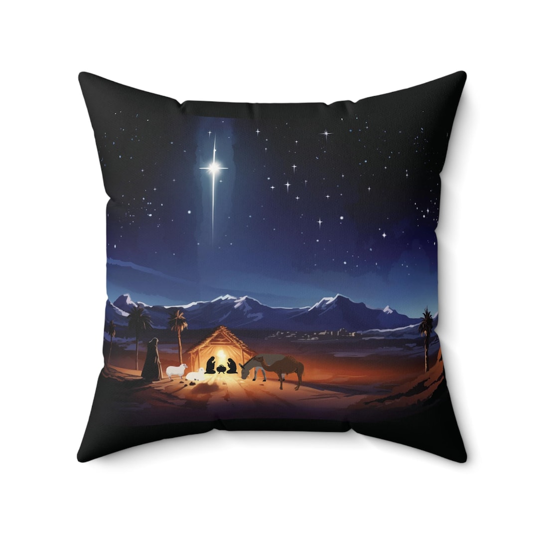 Nativity Scene Square Pillow Christmas Throw Pillow Nativity Cushion ...