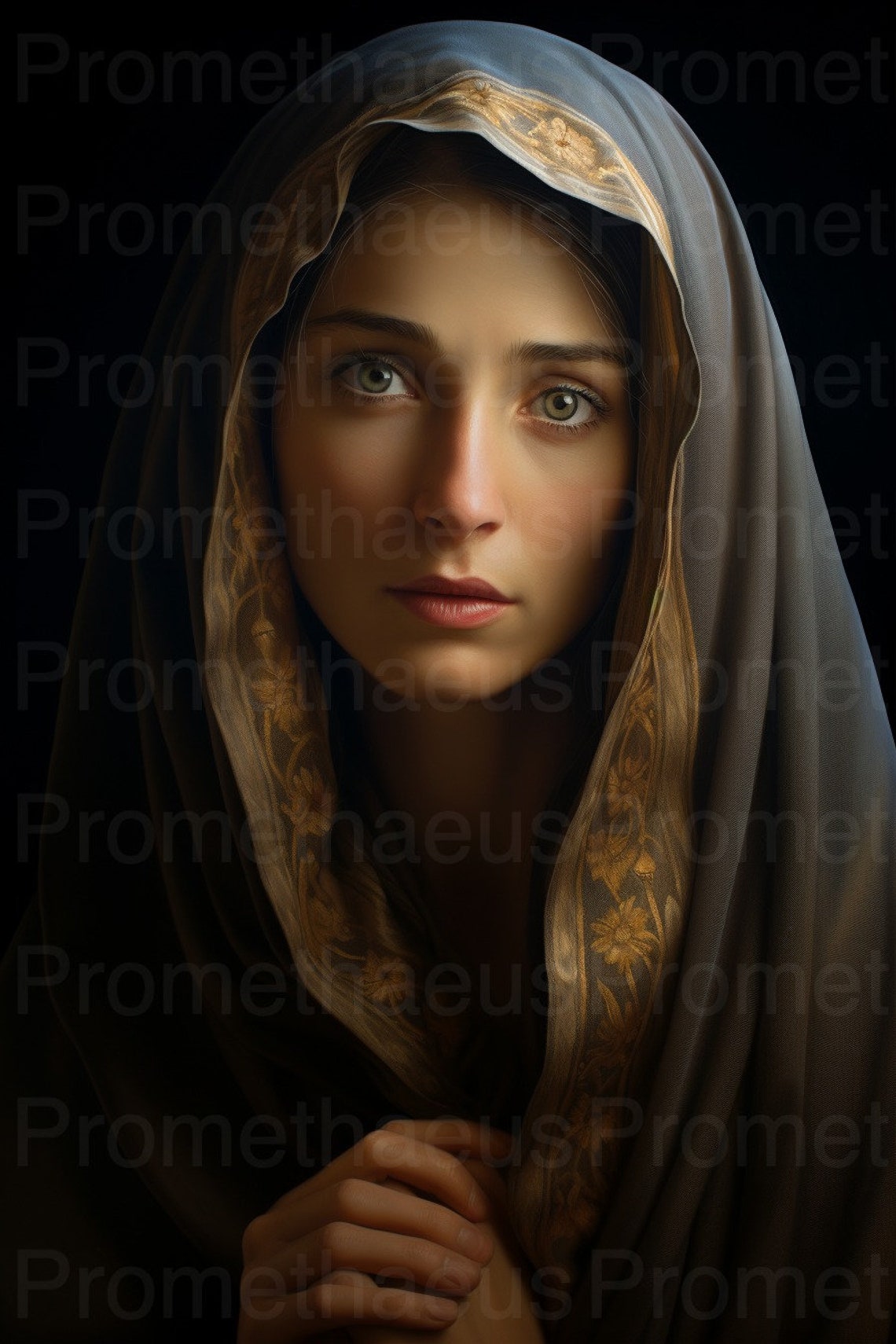 Blessed Virgin Mary Portrait Artwork Digital Download Mother Mary ...