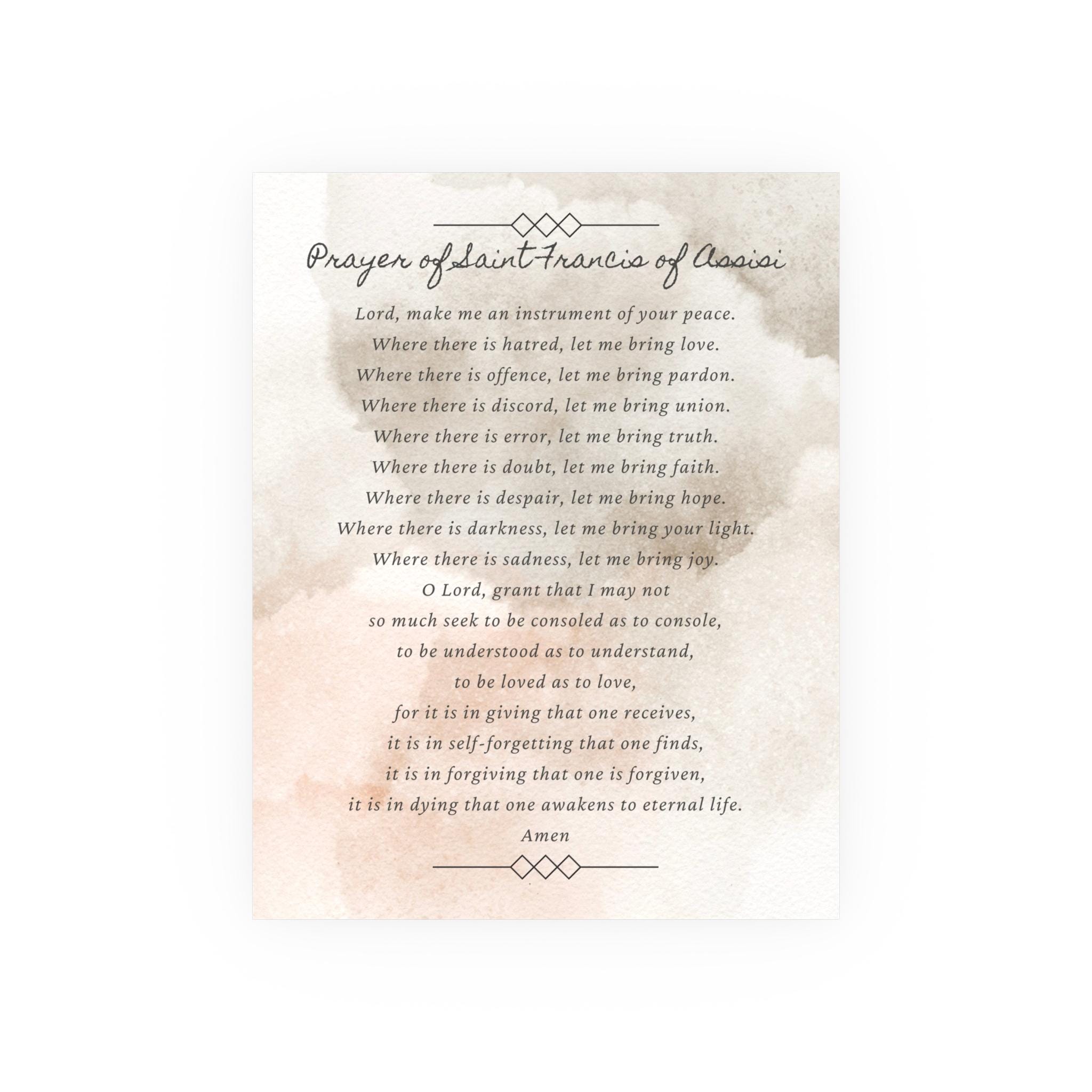 Prayer Poster St Francis of Assisi Prayer Motivational Wall Art ...