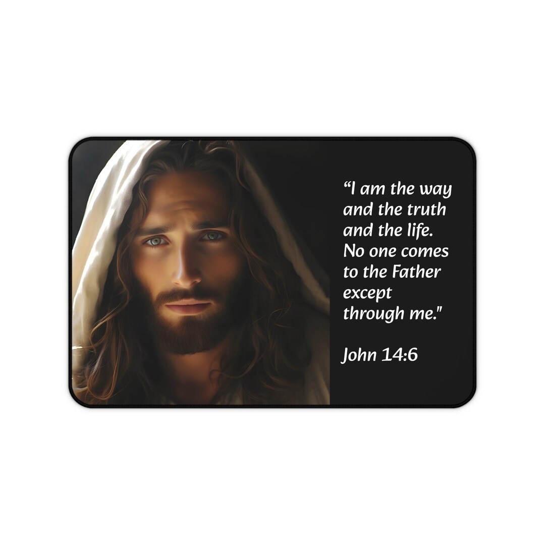 Religious Desk Mat Jesus Christ Portrait Bible Verse Jesus Photo Pad ...