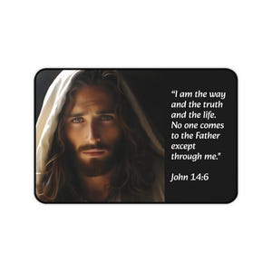 Religious Desk Mat Jesus Christ Portrait Bible Verse Jesus Photo Pad ...