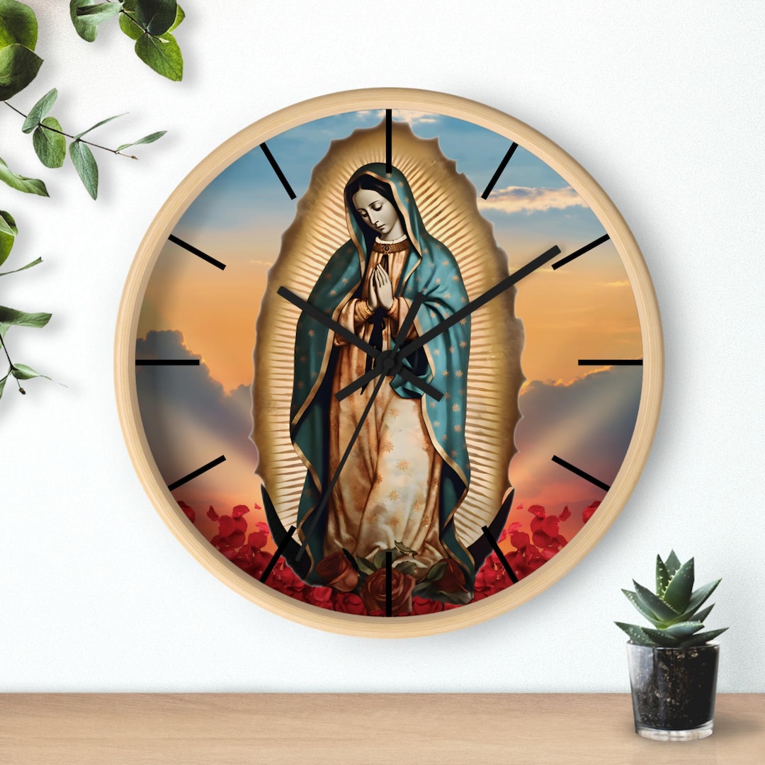 Mother Mary Clock of Our Lady of Guadalupe Wall Clock for Office & Home ...